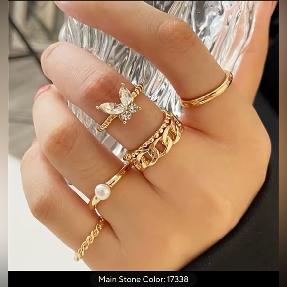 Jewelry | Trendy Gold And Crystal Ring Set | Poshmark